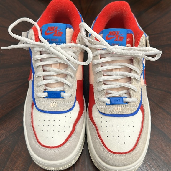 Nike | Shoes | Nike Air Force Shadow Red And Blue Sneakers | Poshmark